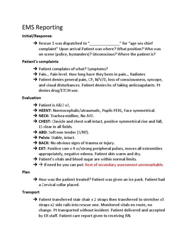 EMS Reporting: Initial/Response | PDF