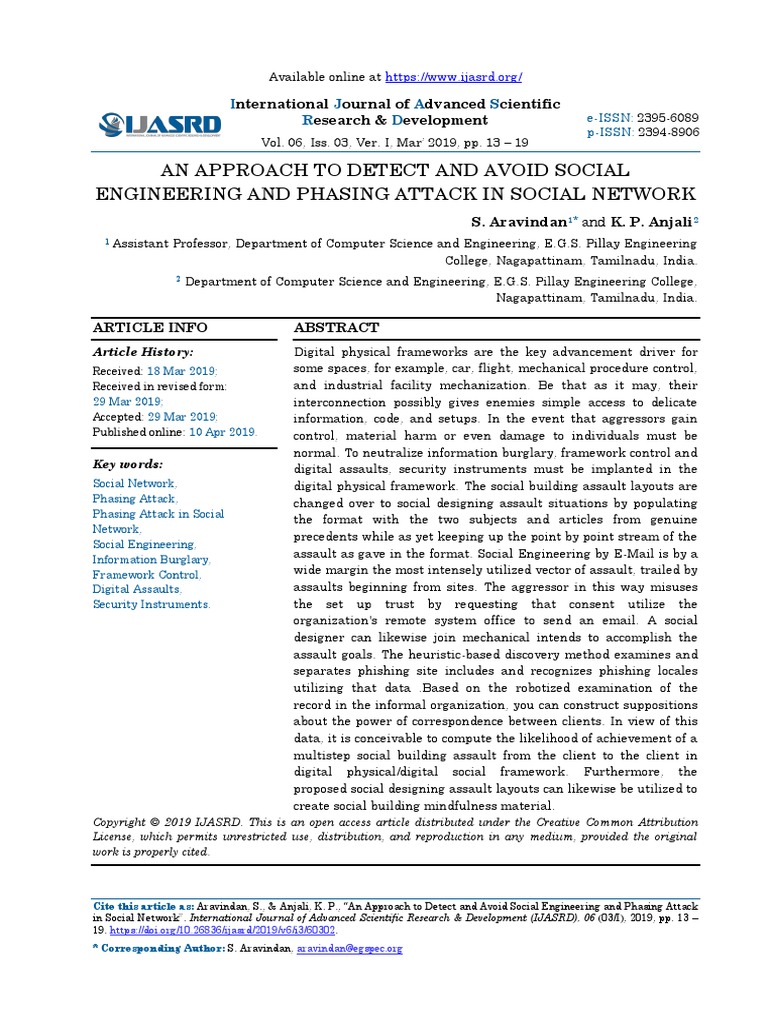 An Approach To Detect and Avoid Social Engineering and Phasing Attack ...