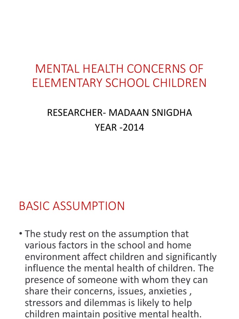 Mental Health in Elementary Students | PDF | Wellness