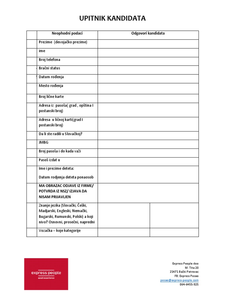 Upitnik za kandidate