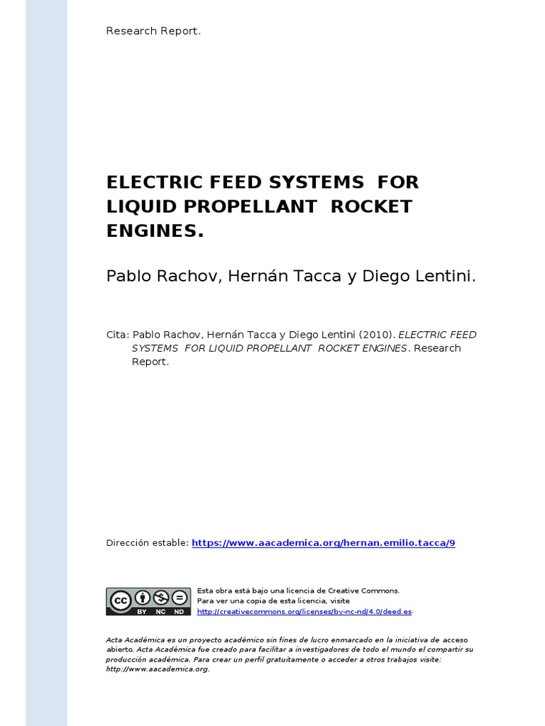 Electric Feed Systems For Liquid Propellant Rocket Engines PDF | PDF | Rocket Propellant ...