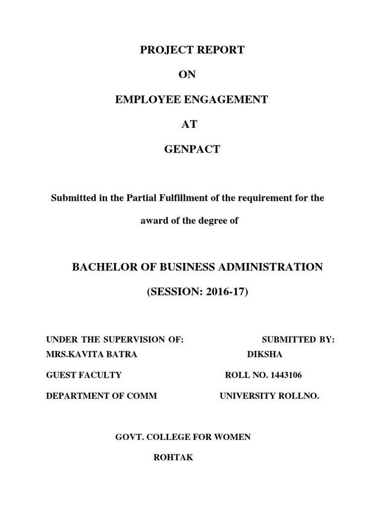 Assessing Employee Engagement at Genpact: A Case Study on Promoting a ...