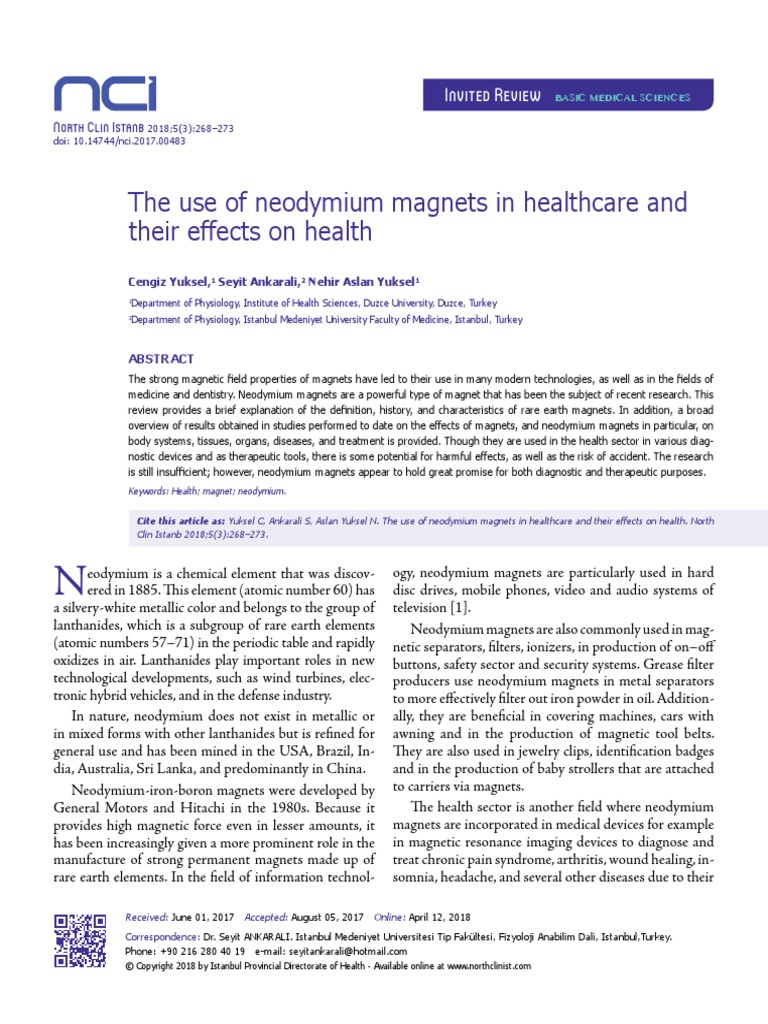 The Use of Neodymium Magnets in Healthcare | PDF | Osteoarthritis ...