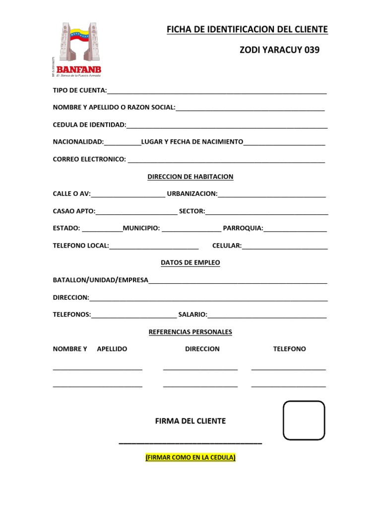 Ficha de Identificacion Del Cliente | PDF | Business