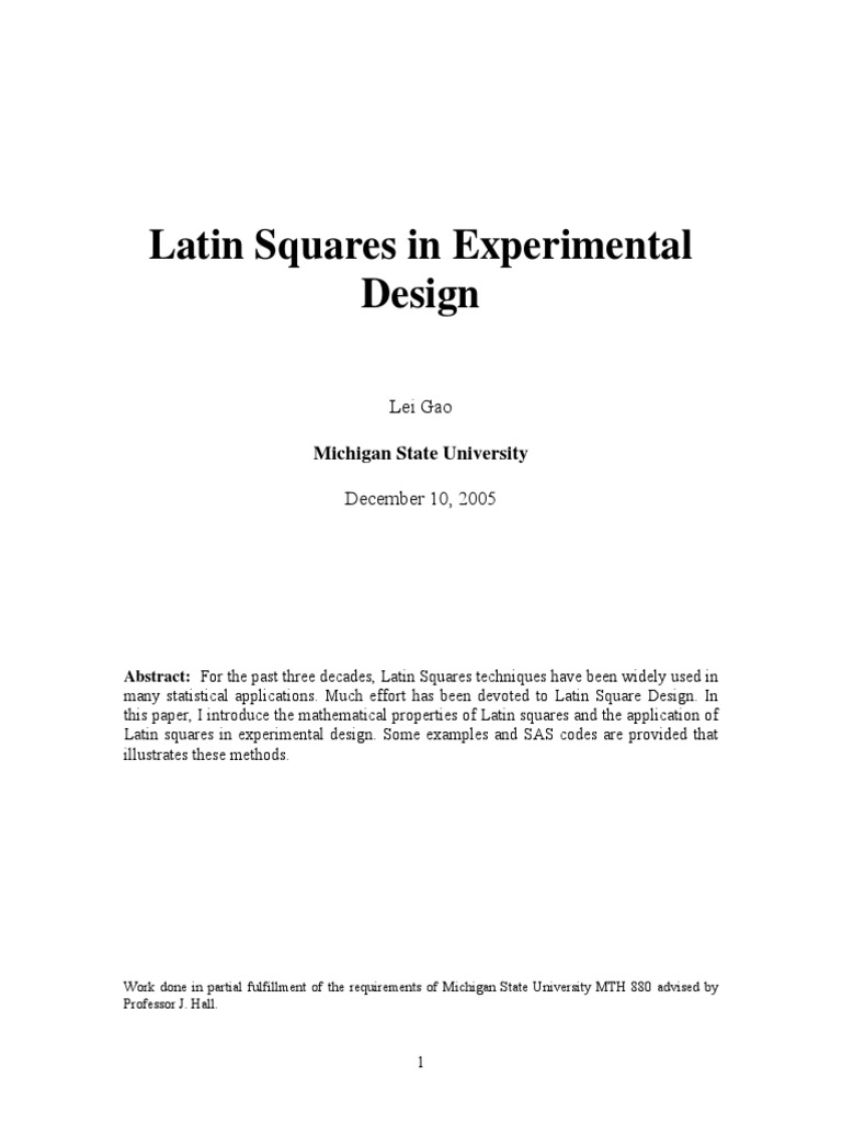 Latin Square Method | PDF | Errors And Residuals | Mathematical And ...