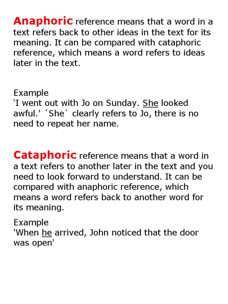 Anaphoric and Cataphoric | PDF