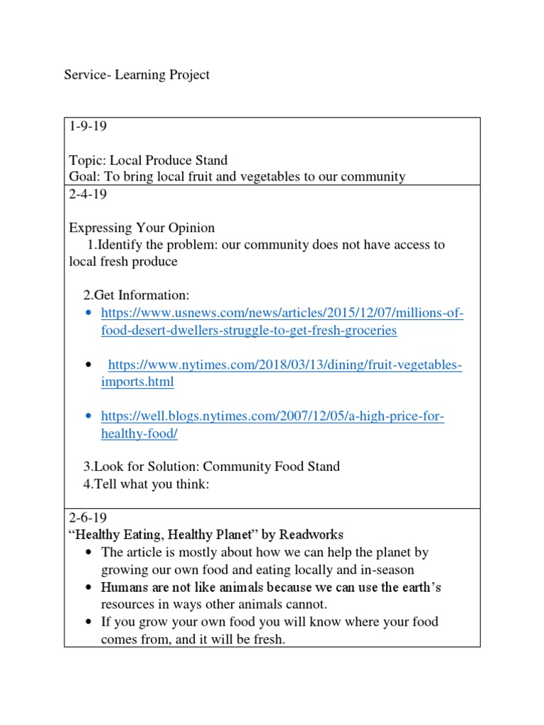 Service-Learning Project | PDF