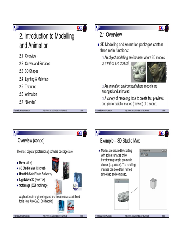 Introduction To Modelling and Animation: 2.1 Overview | PDF | 3 D ...