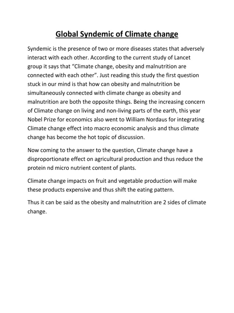 Global Syndemic of Climate Change | PDF