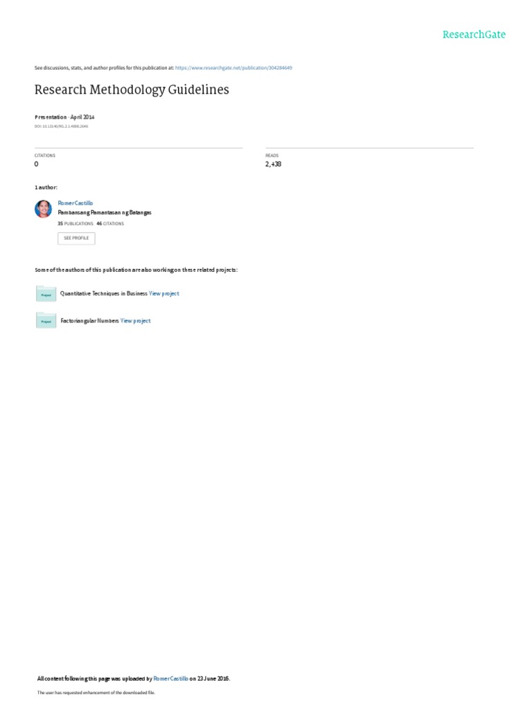 Research Methodology Guidelines: April 2014 | PDF | Statistics ...