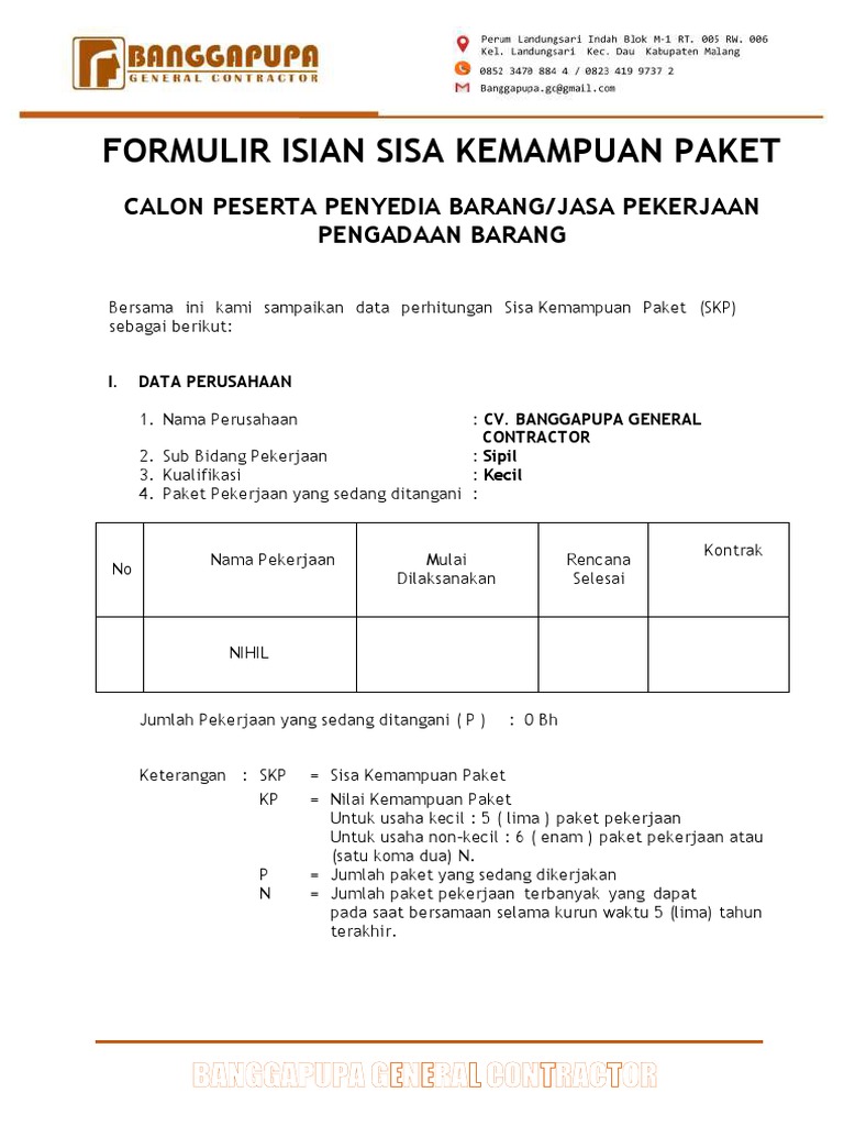 Perhitungan Sisa Kemampuan Paket SKP | PDF