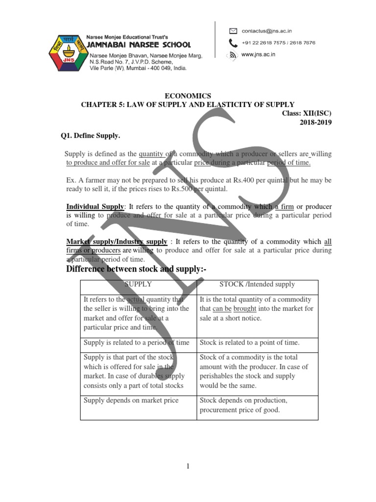 Difference Between Stock and Supply:-: Is Willing | PDF | Supply ...
