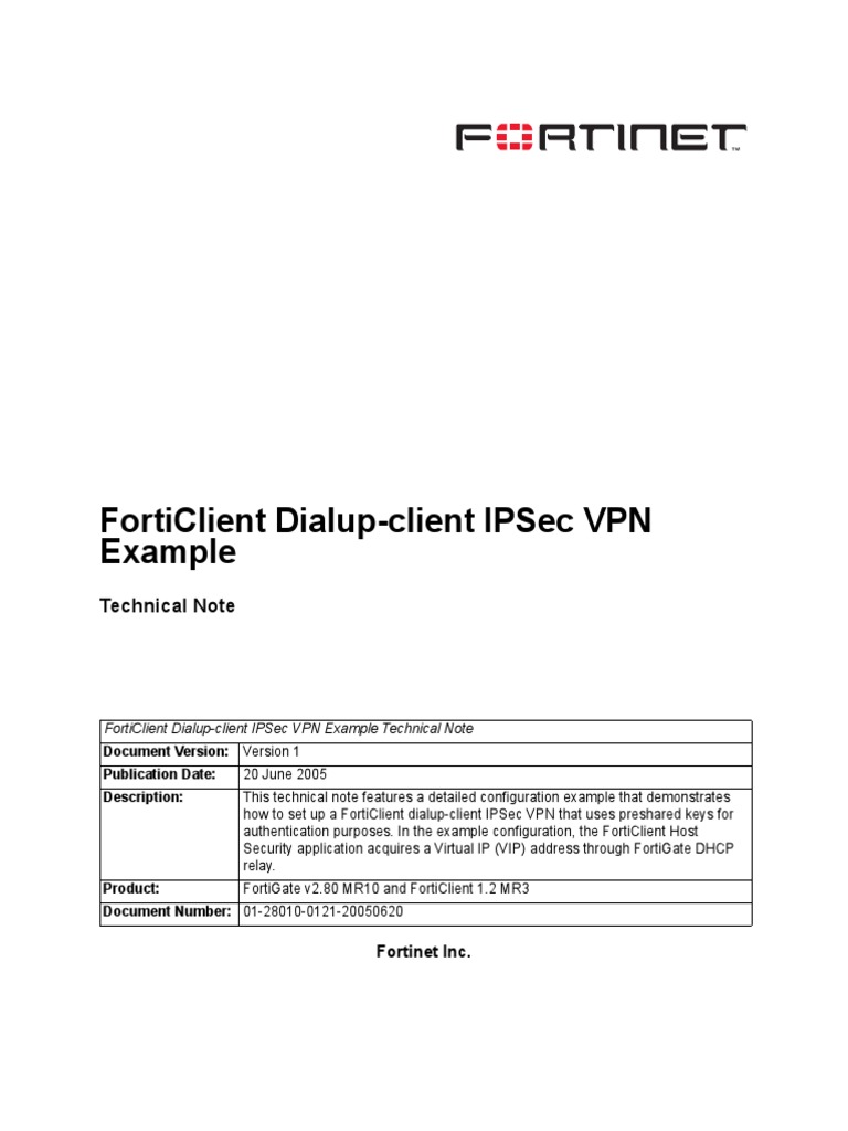 FortiClient Dialup-Client IPSec VPN PDF | PDF | Ip Address | Virtual ...
