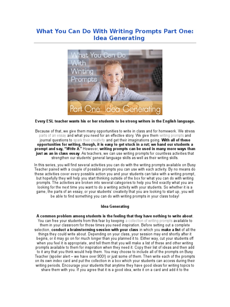 Creative Uses for Writing Prompts | PDF | Reading Comprehension | Homework