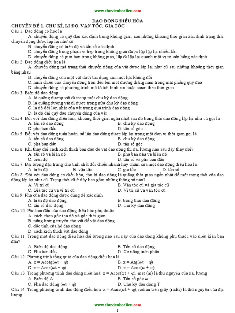 Chuyen De Ly Thuyet Vat Ly 12 Pdf