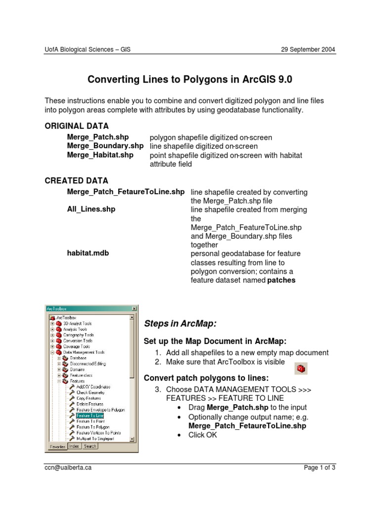 Converting Lines To Polygons in Arcgis 9.0: Original Data | PDF | Arc Gis | Geographic Data And ...