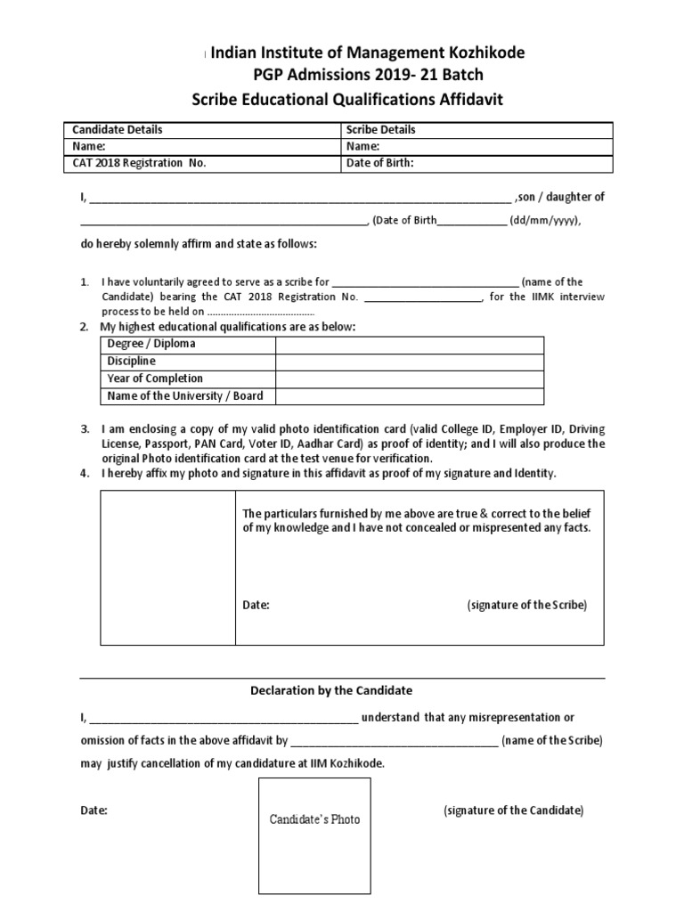 Scribe Affidavit | PDF | Identity Document | Written Communication
