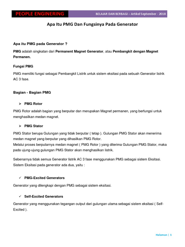 7-1 Apa Itu PMG Dan Fungsinya Pada Generator | PDF