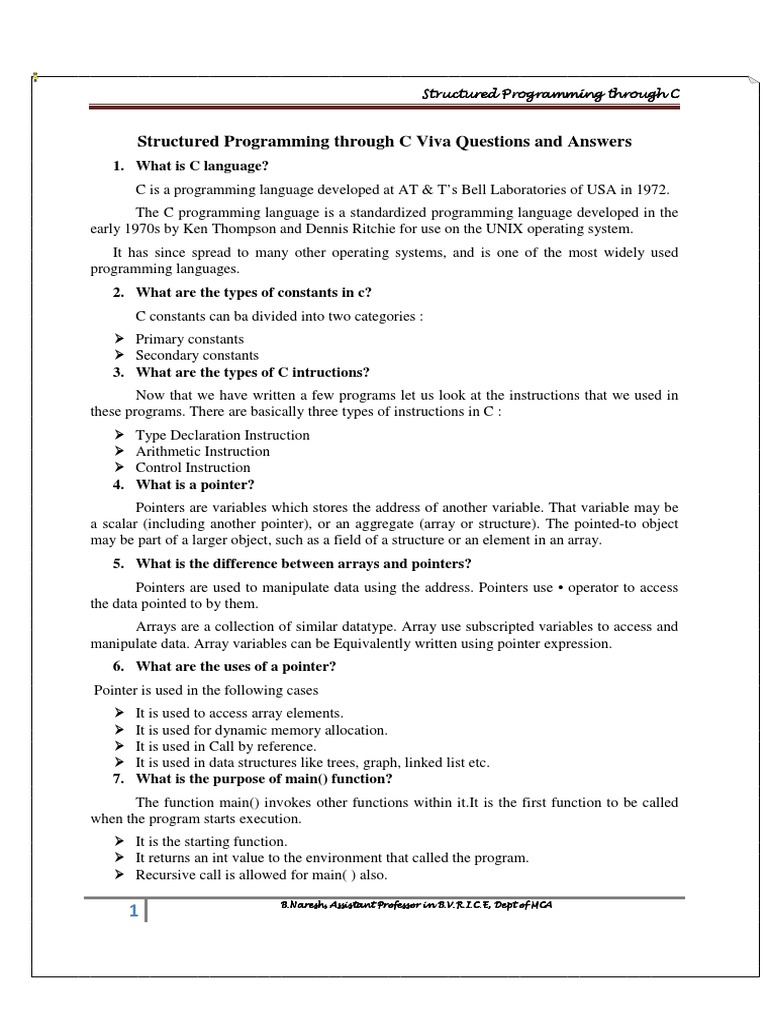 Kiran Sir C | PDF | C (Programming Language) | Pointer (Computer Programming)