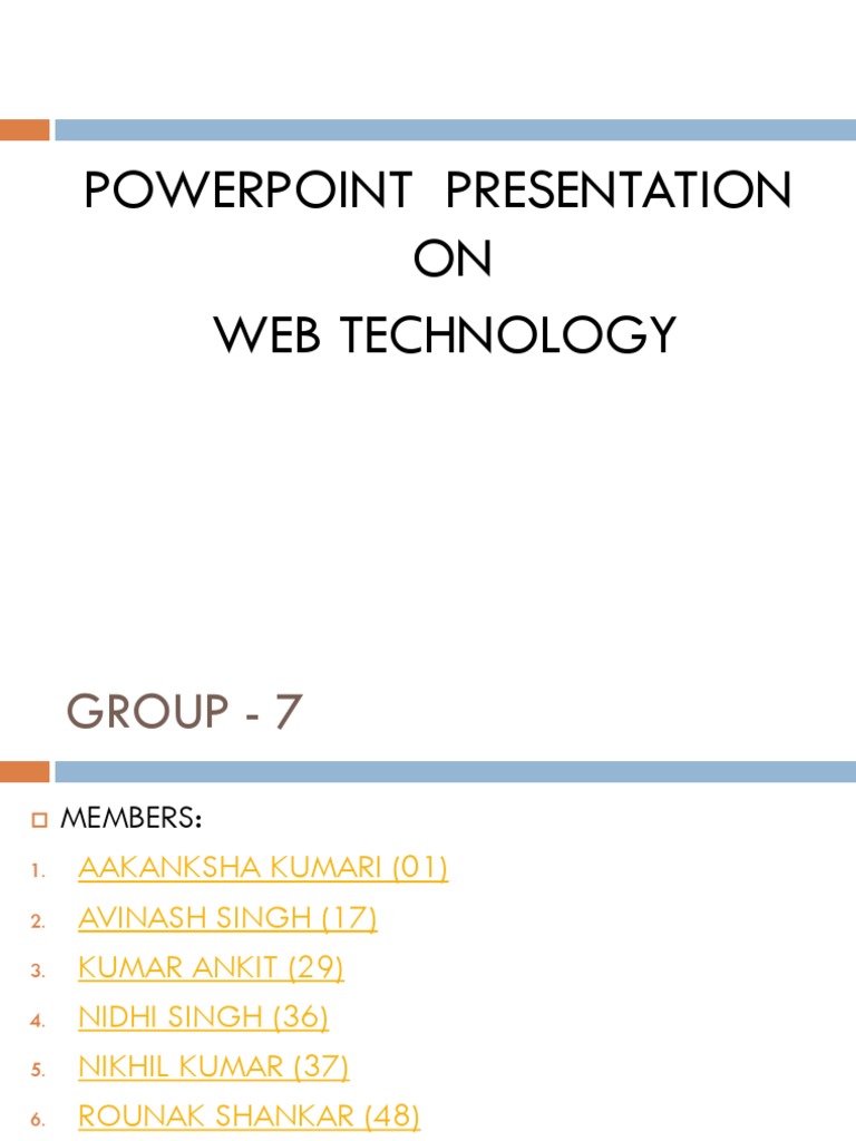 Powerpoint Presentation ON Web Technology | PDF | Xml | Java Script
