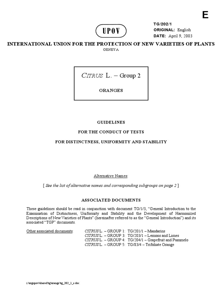 UPOV Jeruk | PDF | Citrus | Grafting