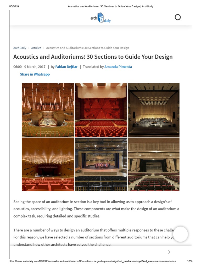 Auditorium Design: 30 Acoustic Sections | PDF | Design | Art Media
