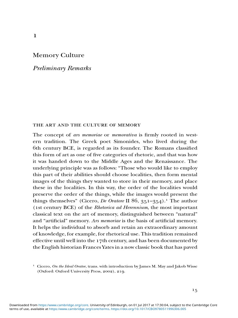 J. Assmann, Memory Culture | PDF | Memory | Social Group