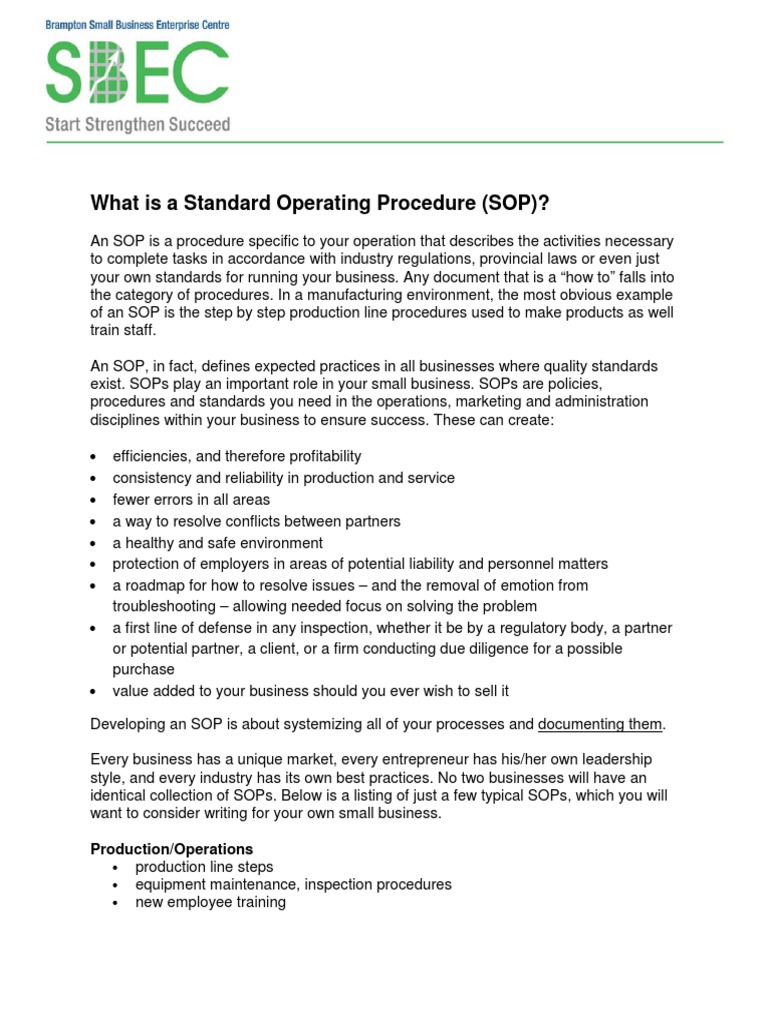 What Is A Standard Operating Procedure (SOP) PDF | PDF | Employment ...