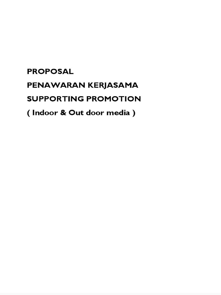Proposal Kerjasama Promotion Indoor Outdoor | PDF