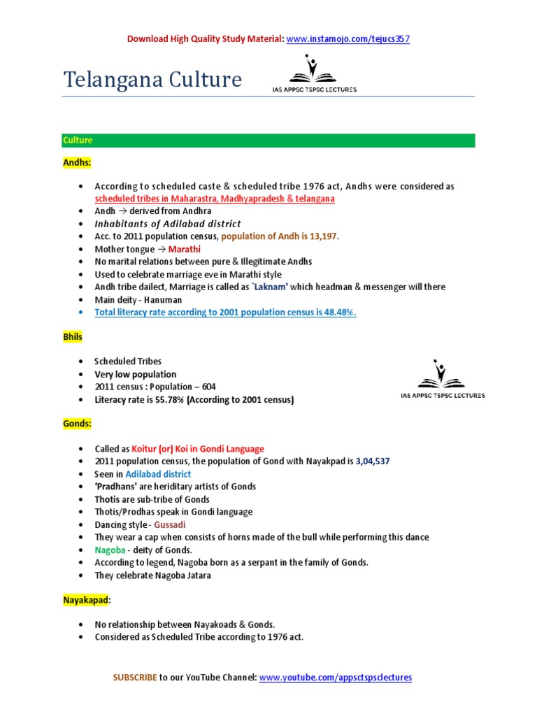 Telangana Tribes and Their Culture: An Overview of the Major Tribal ...