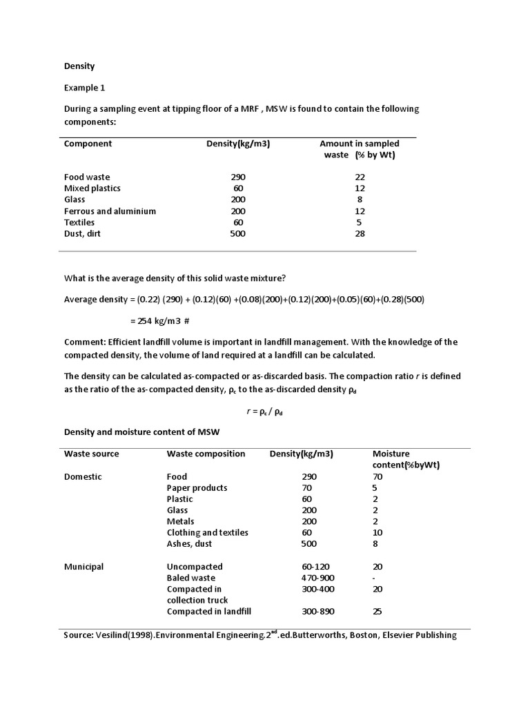 Solid Waste | PDF | Municipal Solid Waste | Density
