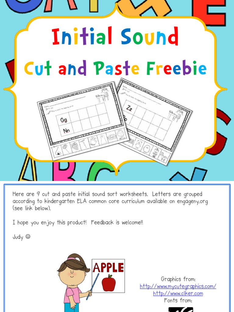 Initial Sound Cut and Paste Freebie | PDF