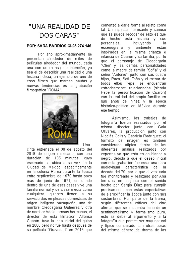 Critica Sobre La Película Roma | PDF | Cinematografía | Ciudad de México