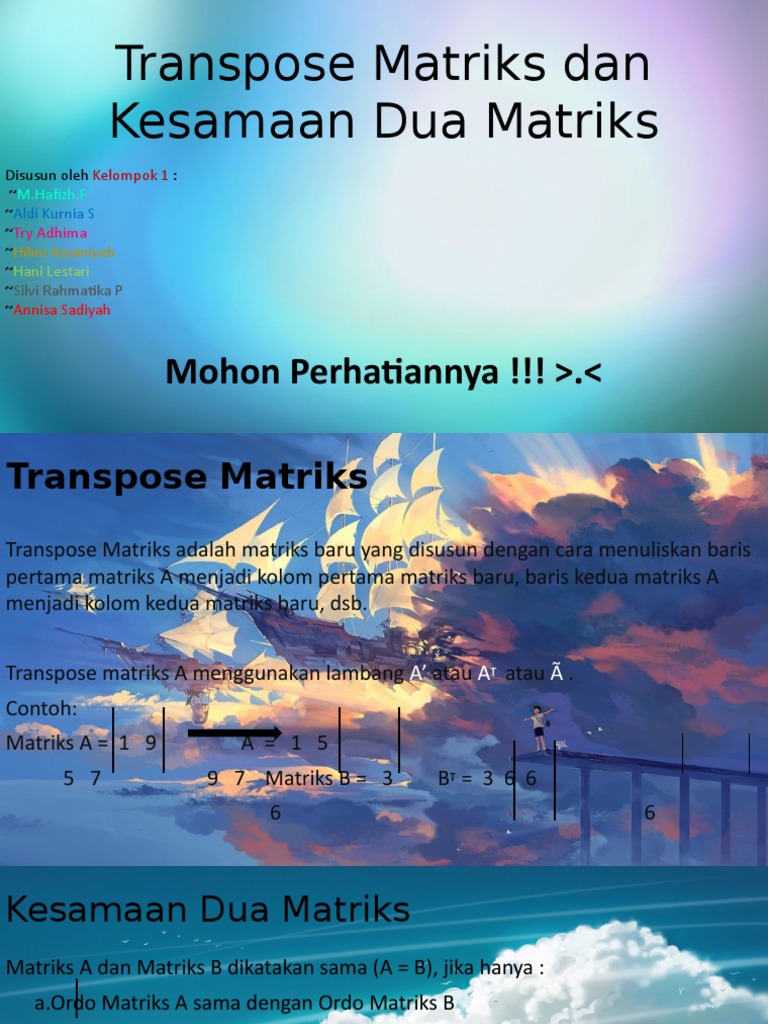Transpose Matriks Dan Kesamaan Dua Matriks | PDF