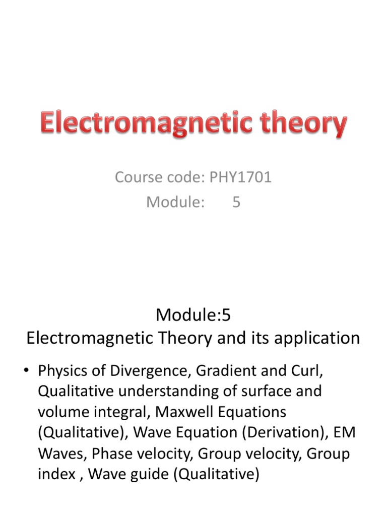 Electromagnetic Theory Basic PDF | PDF | Divergence | Gradient