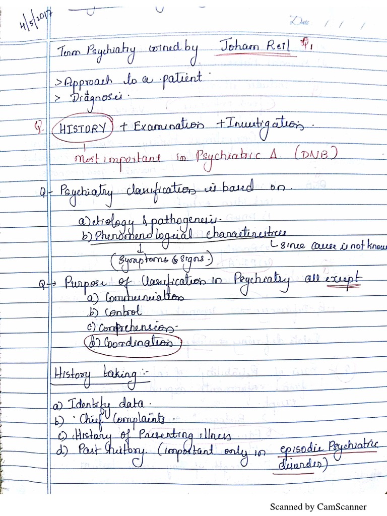 Psychiatry Notes by Dr. Sachin Arora | PDF