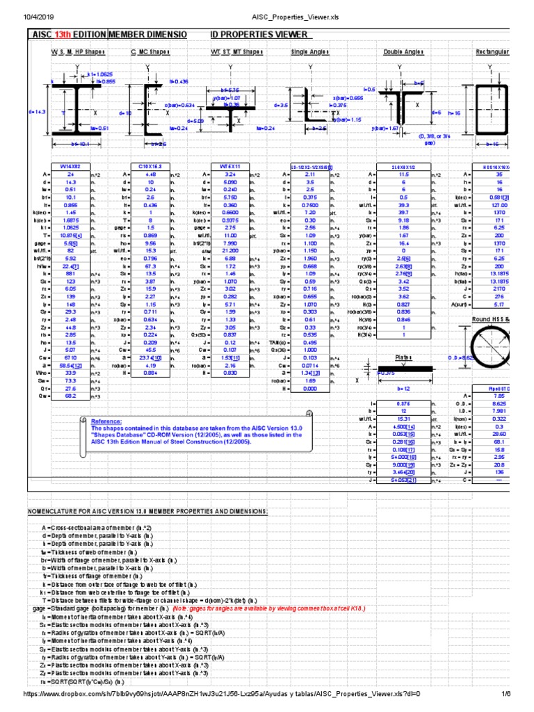 AISC Properties Viewer | PDF | Physical Quantities | Classical Mechanics