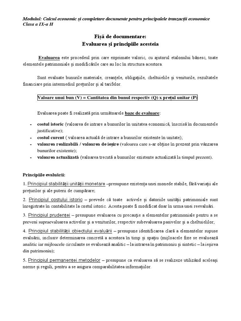 Fisa Documentare Evaluare Si Metode de Evaluare | PDF