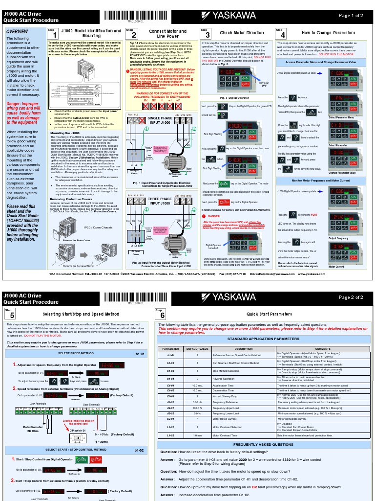 Manual Rapido de Programacion Variador J1000 | PDF | Parameter (Computer Programming ...