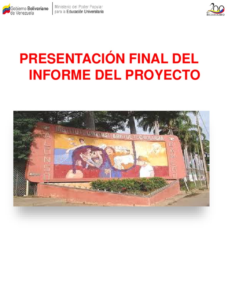 Presentacion Final Del Informe Del Proyecto | PDF | Metodología ...