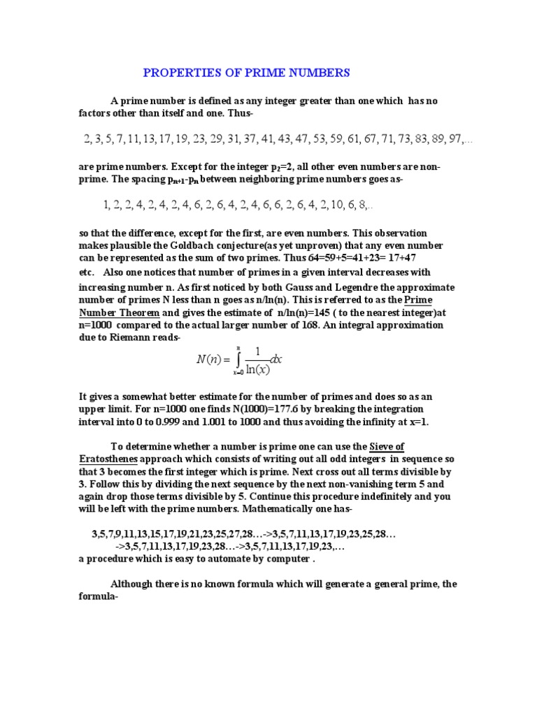 Properties of Prime Numbers PDF | PDF | Prime Number | Numbers