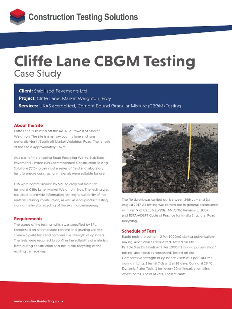 Construction Testing Solutions - Cliffe Lane Case Study | PDF | Road ...