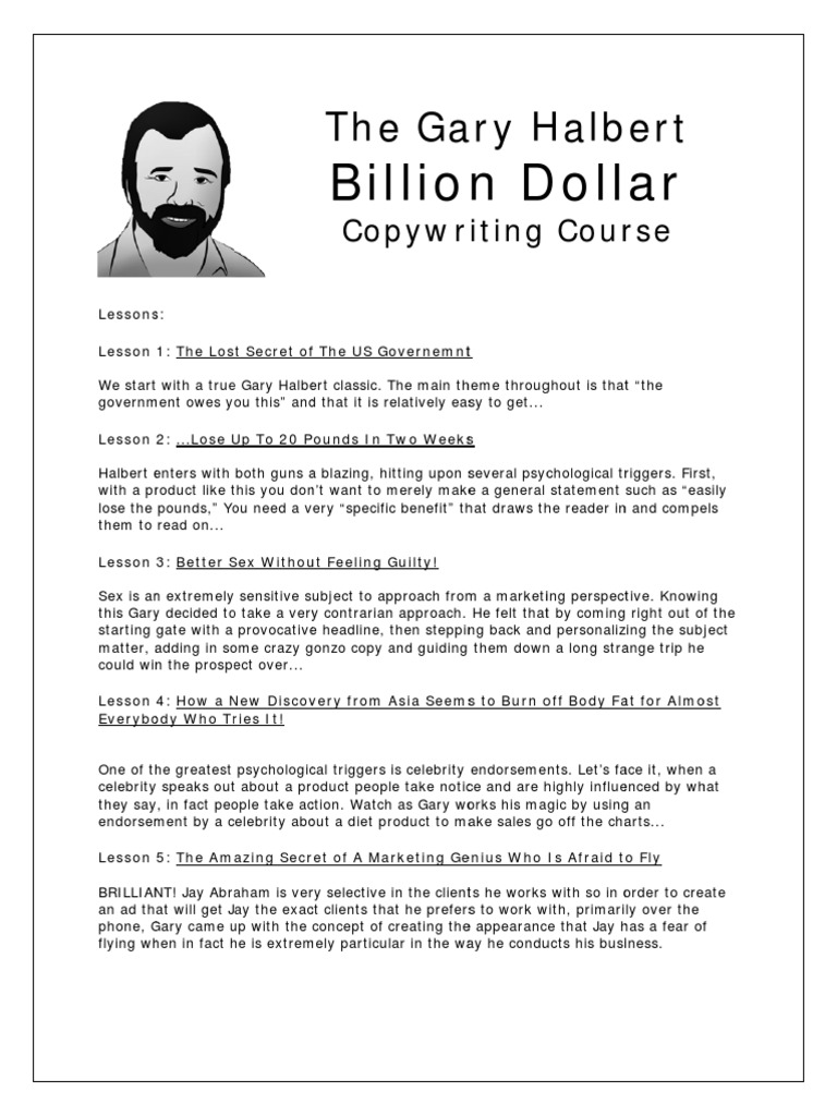 The Gary Halbert Billion Dollar Copywriting Course | Stock Market ...