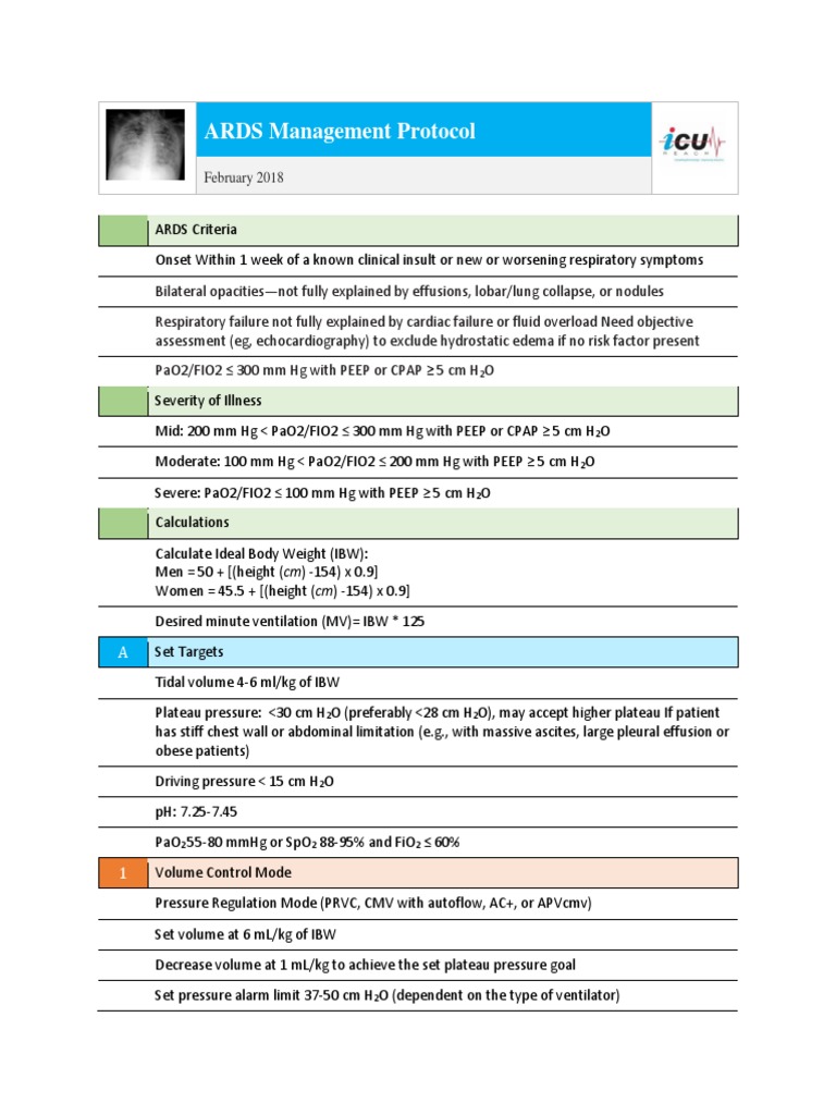 ARDS Management Protocol: February 2018 | PDF | Medical Specialties ...