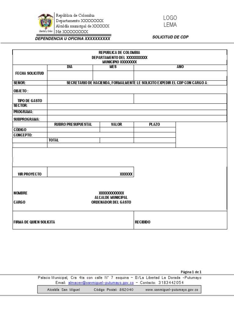 Modelo de Solicitud CDP | PDF