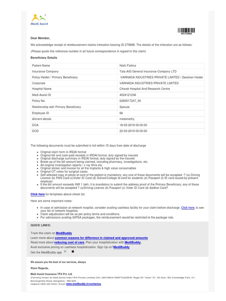 Dear Member,: (Please Quote This Reference Number in All Future ...