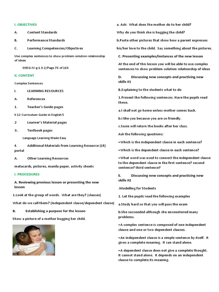 Cot DLP English 5 | PDF | Sentence (Linguistics) | Clause
