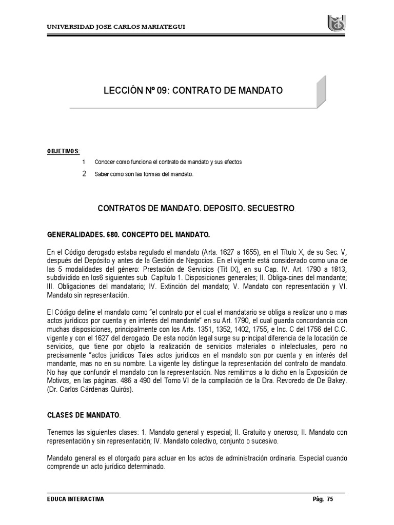De Mandato | Instrumento jurídico | Conceptos legales