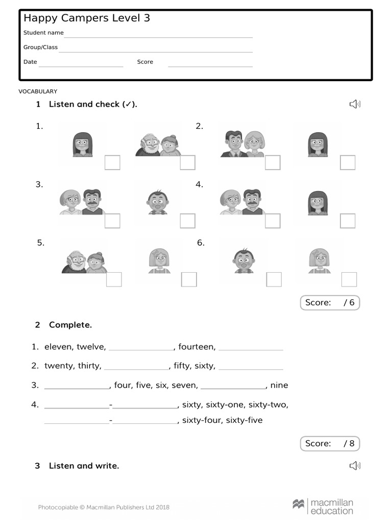 Happy Campers Level 3 Vocabulary and Grammar Review | PDF | Learning ...