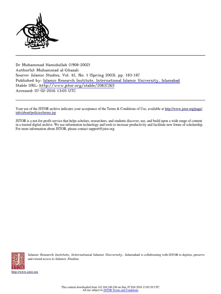 Dr. Muhammad Hamidullah | PDF | Doctorate